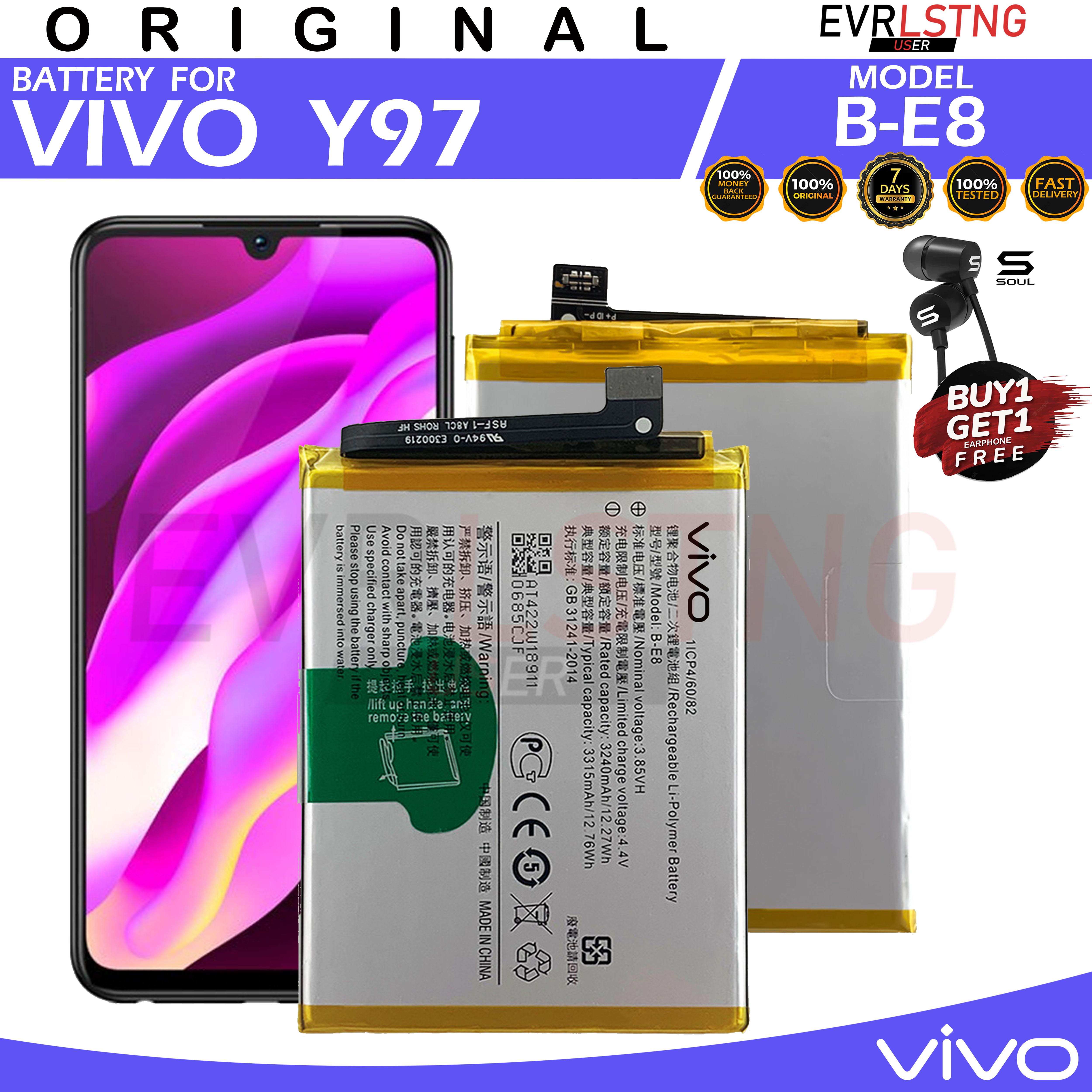 VIVO Y97 Battery Model B-E8 1806 Y97 V1813A V1813T 100%ORIGINAL ...
