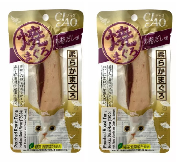 CIAO TSC-04 Pouched Roast Tuna Dried Bonito with Seaweed Powder Flavor Cat Treats 20g (2 packs ...