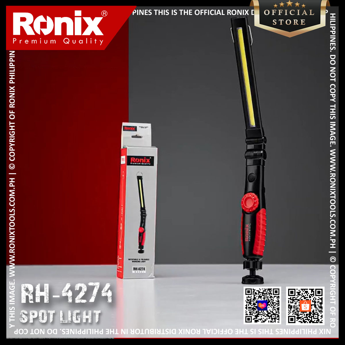 Ronix RH-4274 foldable and rotatable work light spot light Rechargeable | Lazada PH