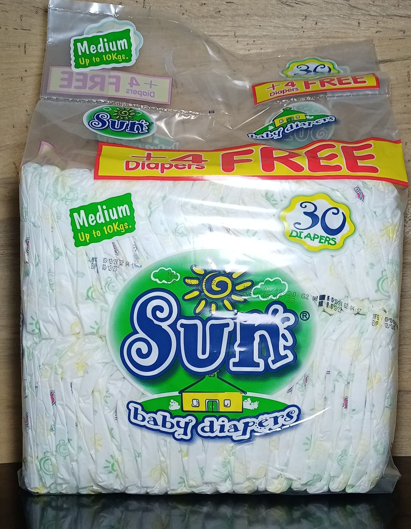 Sun Design Baby Diaper M 30pcs. + 4pcs. (1 pack) | Lazada PH