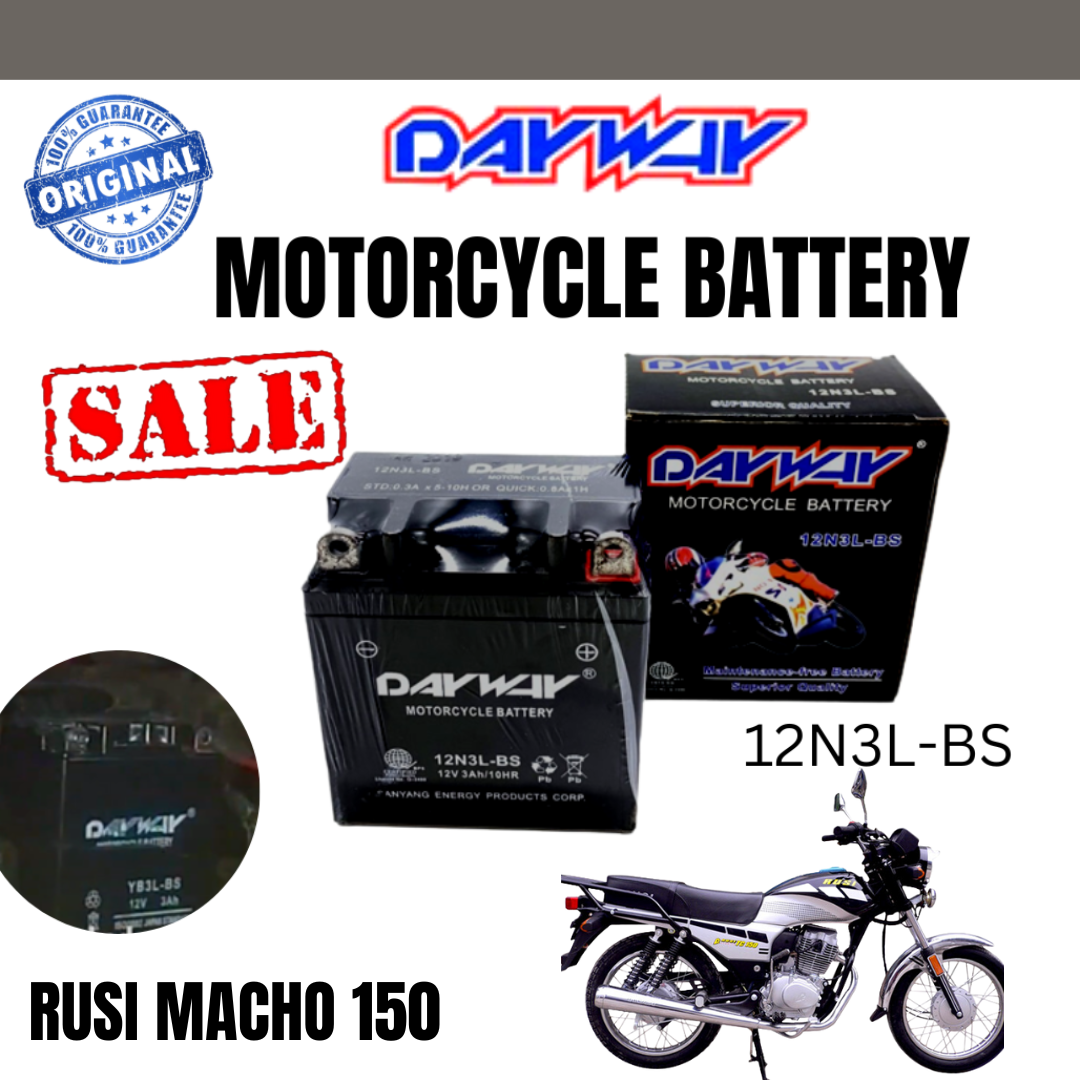RUSI MACHO 150 BATTERY DAYWAY | 12n3L-BL DAYWAY MOTORCYCLE BATTERY ...