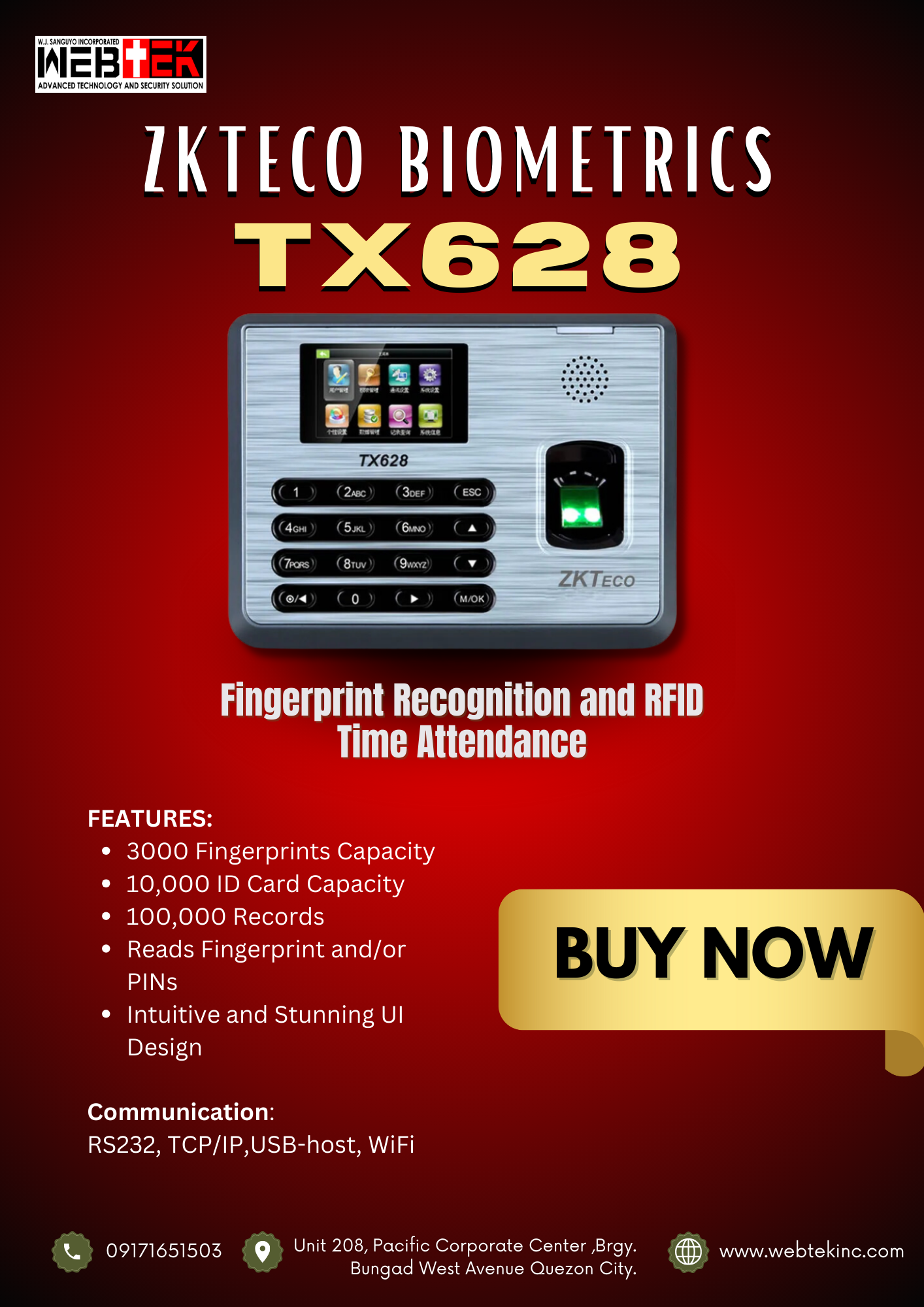 ZKTECO BIOMETRICS MB460 & ZKTECO BIOMETRICS TX628 | Lazada PH