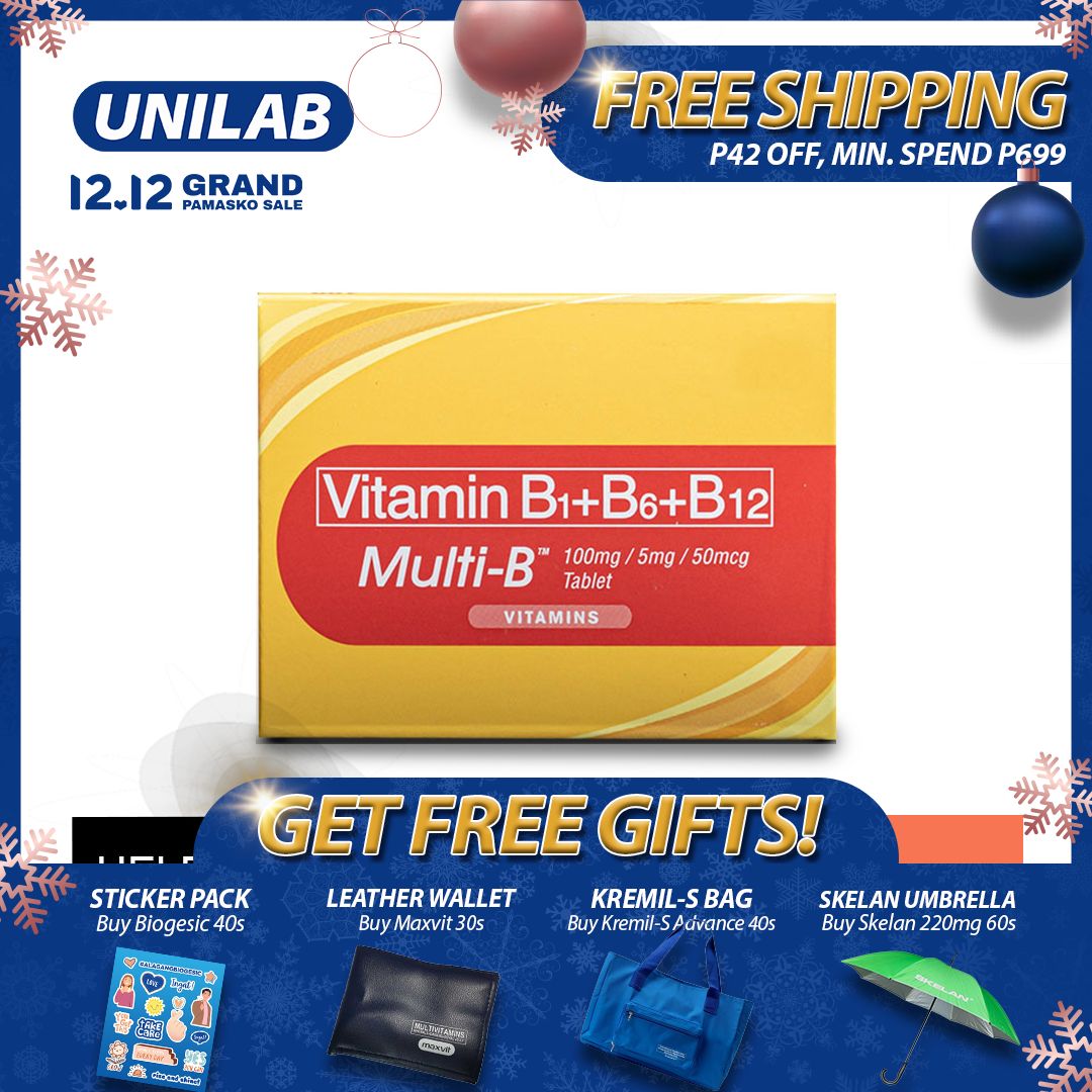 United Home Multi-B Vitamin B Complex (B1+B6+B12) 100 tablets (For ...
