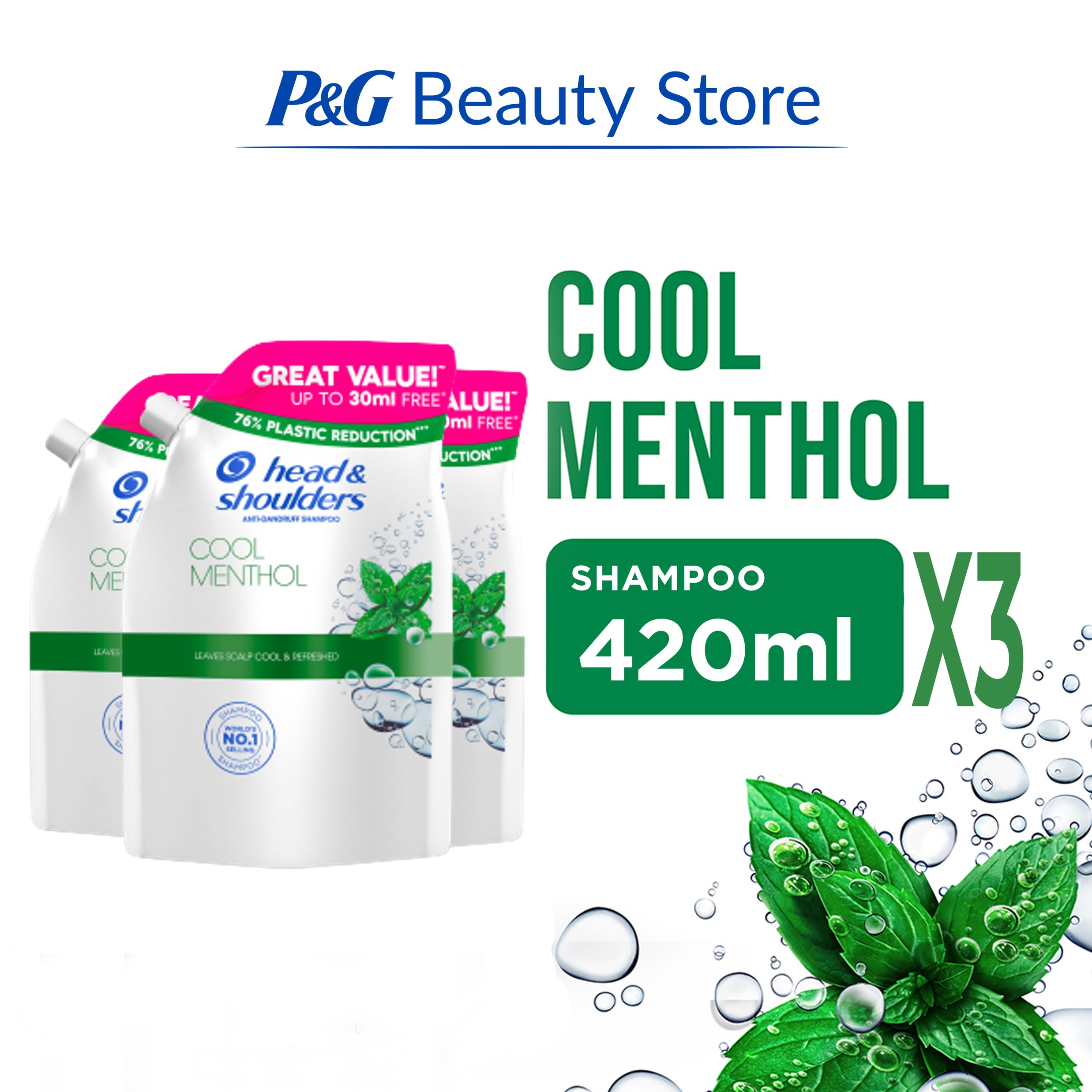 Head and Shoulders Shampoo Anti Dandruff Cool Menthol Hair Care 420ml ...