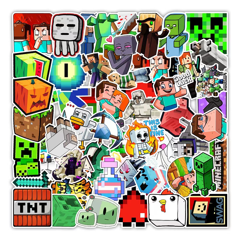 50Pcs/Set Explosive Game Minecraft Waterproof Sticker MC Decorative ...