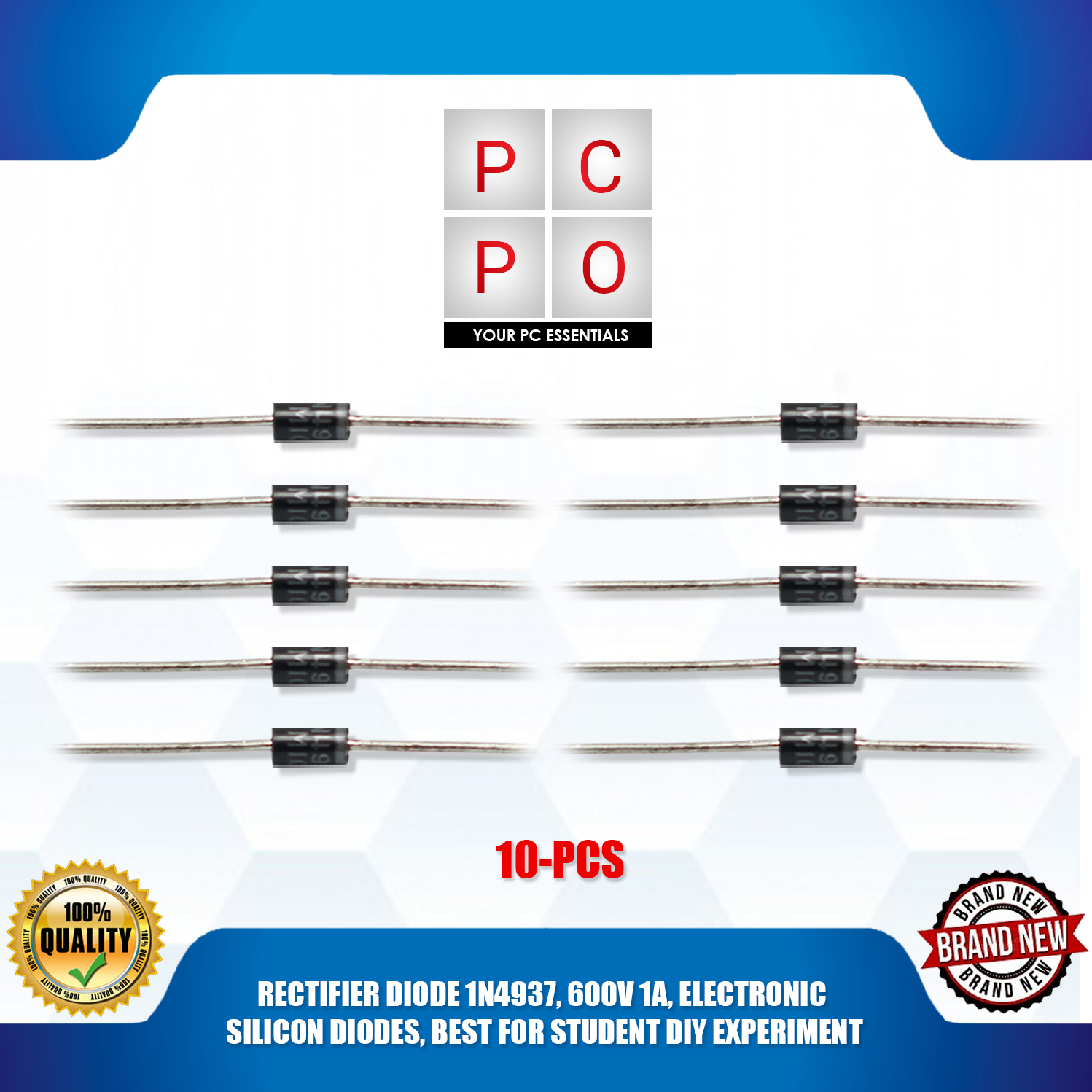 RECTIFIER DIODE 1N4937, 600V 1A, ELECTRONIC SILICON DIODES, BEST FOR ...