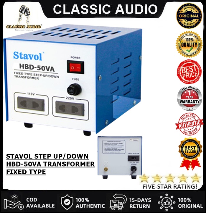 STAVOL CLASSIC AUDIO STEP UP/DOWN HBD-50VA TRANSFORMER FIXED TYPE ...