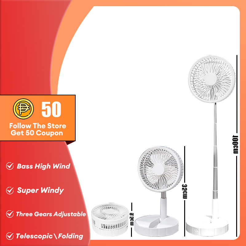 Cordless Telescopic Foldable Stand Fan Floor Desk USB Desk Fan ...