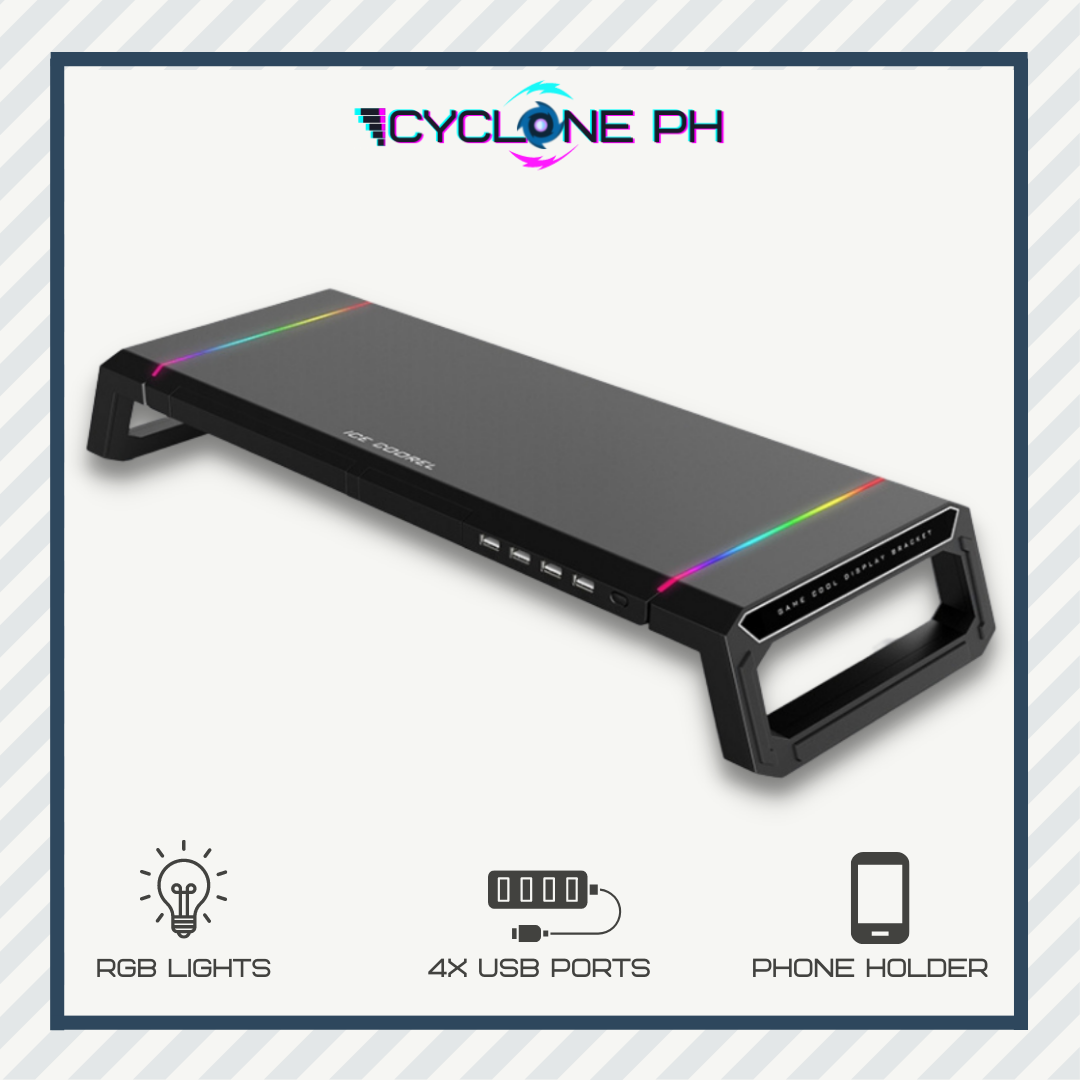 (Cyclone PH) RGB Foldable Monitor Riser Stand Multifunction with USB ...