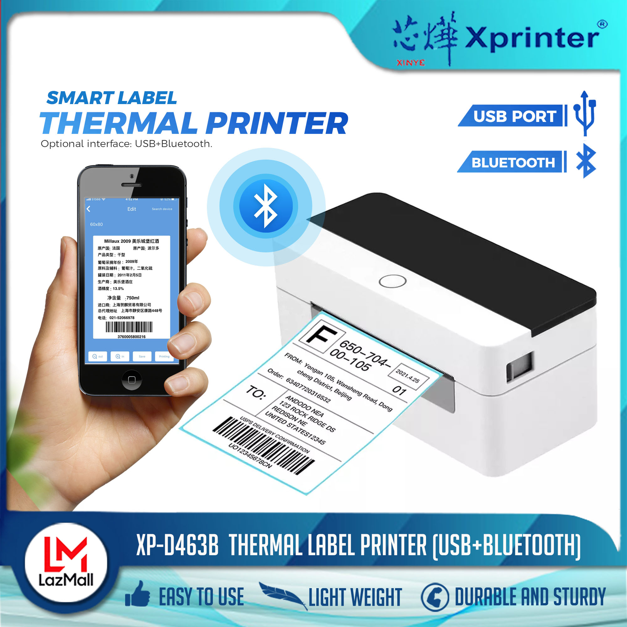 Xprinter XP-D463B Thermal Label Printer | Lazada PH