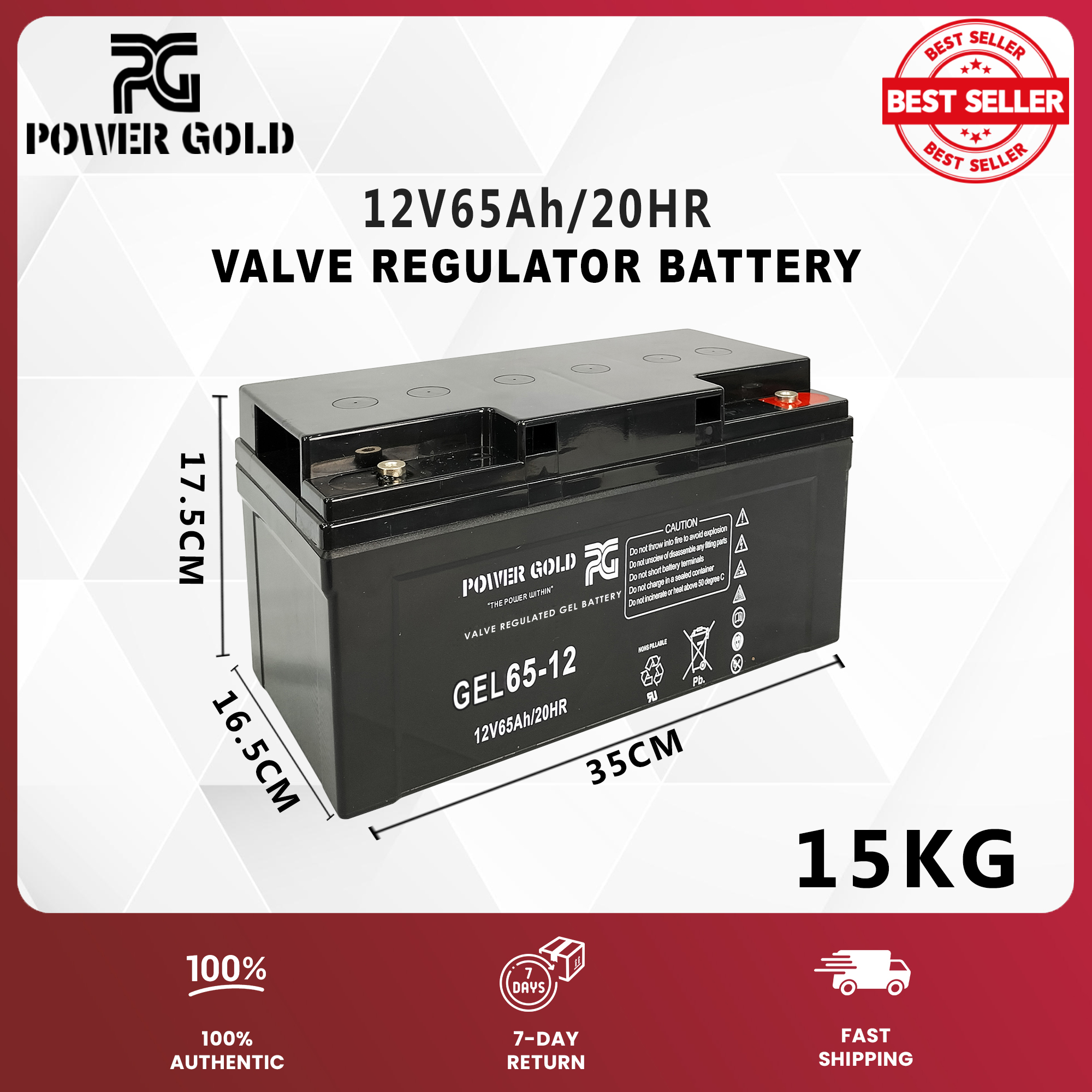 SOLAR GEL BATTERY (POWER GOLD) - (12Volts-65Ampere) Available - Solar ...