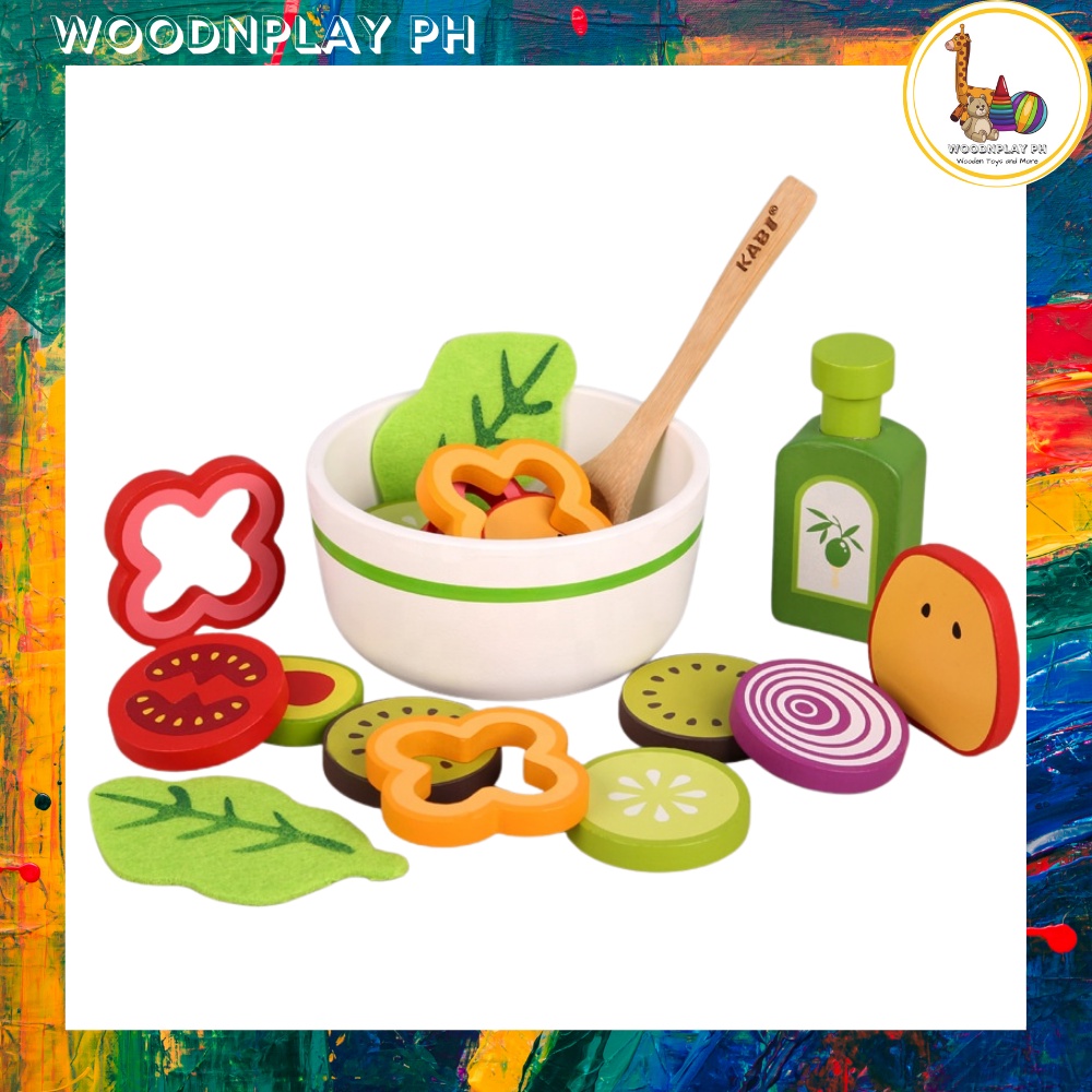 WoodnPlay Ph [Ready Stock] 21 pcs Wooden Fruits and Vegetables Salad ...