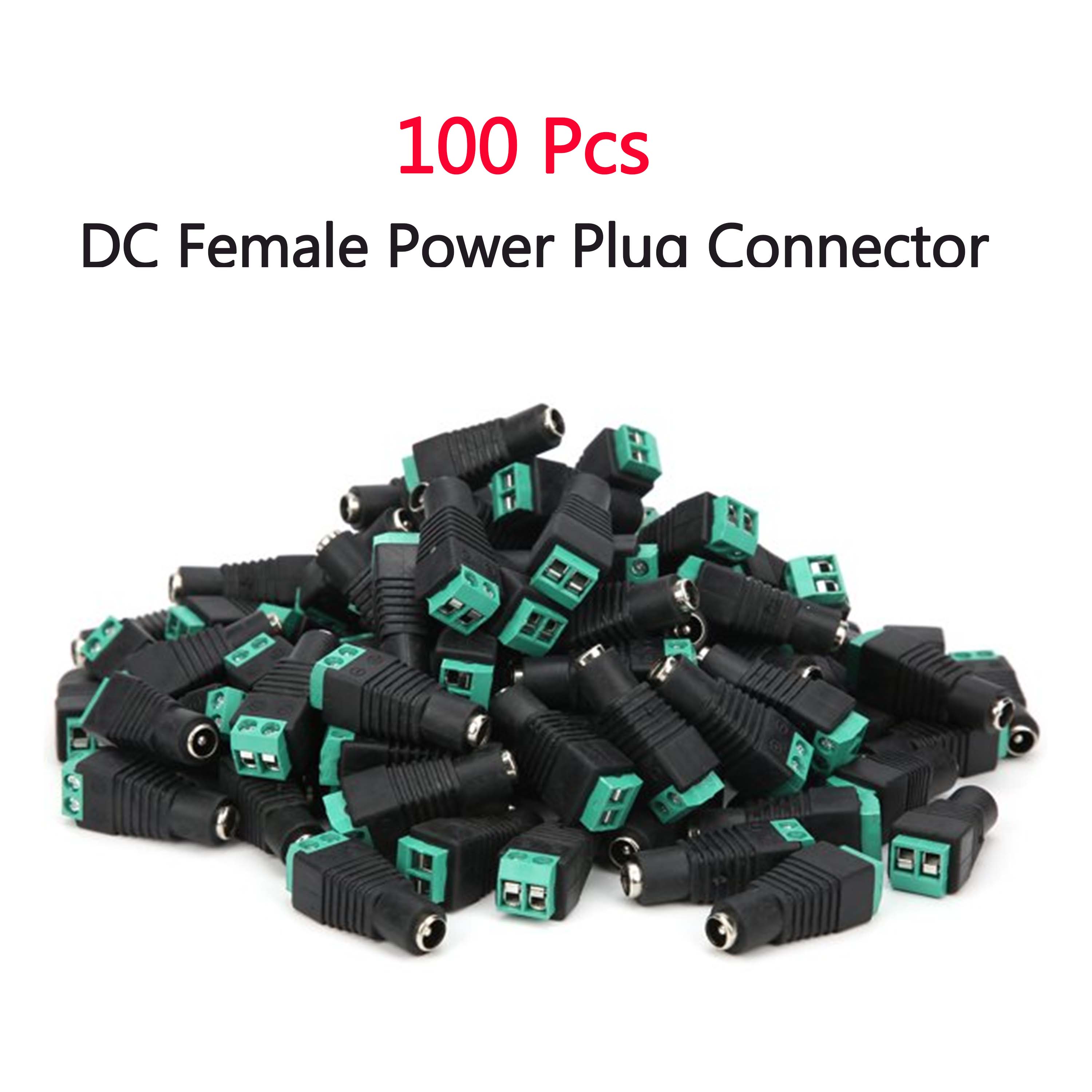 100 pcs 12V DC Female Power Balun Plug Connector for CCTV Camera Male ...