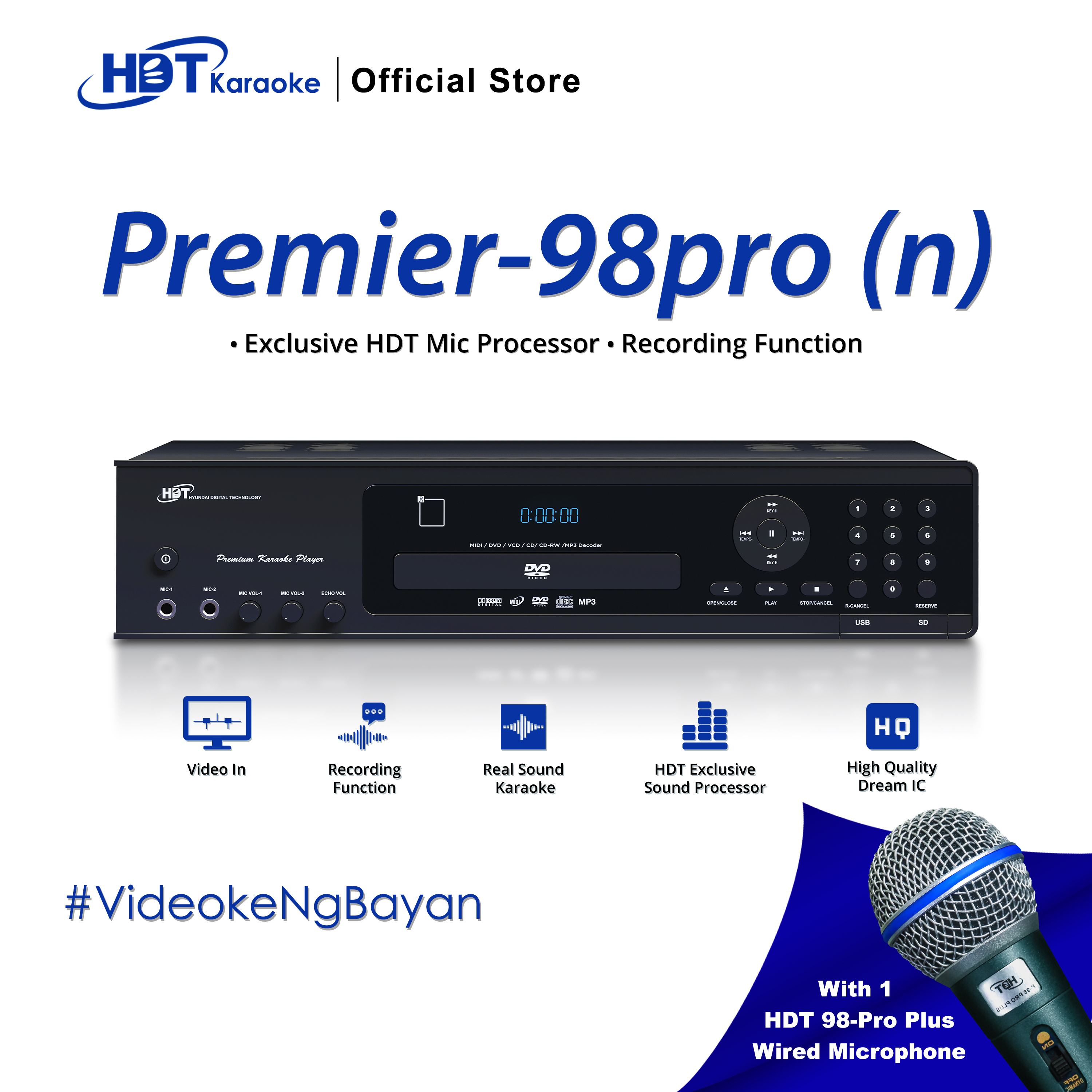 Hdt Karaoke P-98Pro (n) Player w/ 1 HDT Microphone | Lazada PH