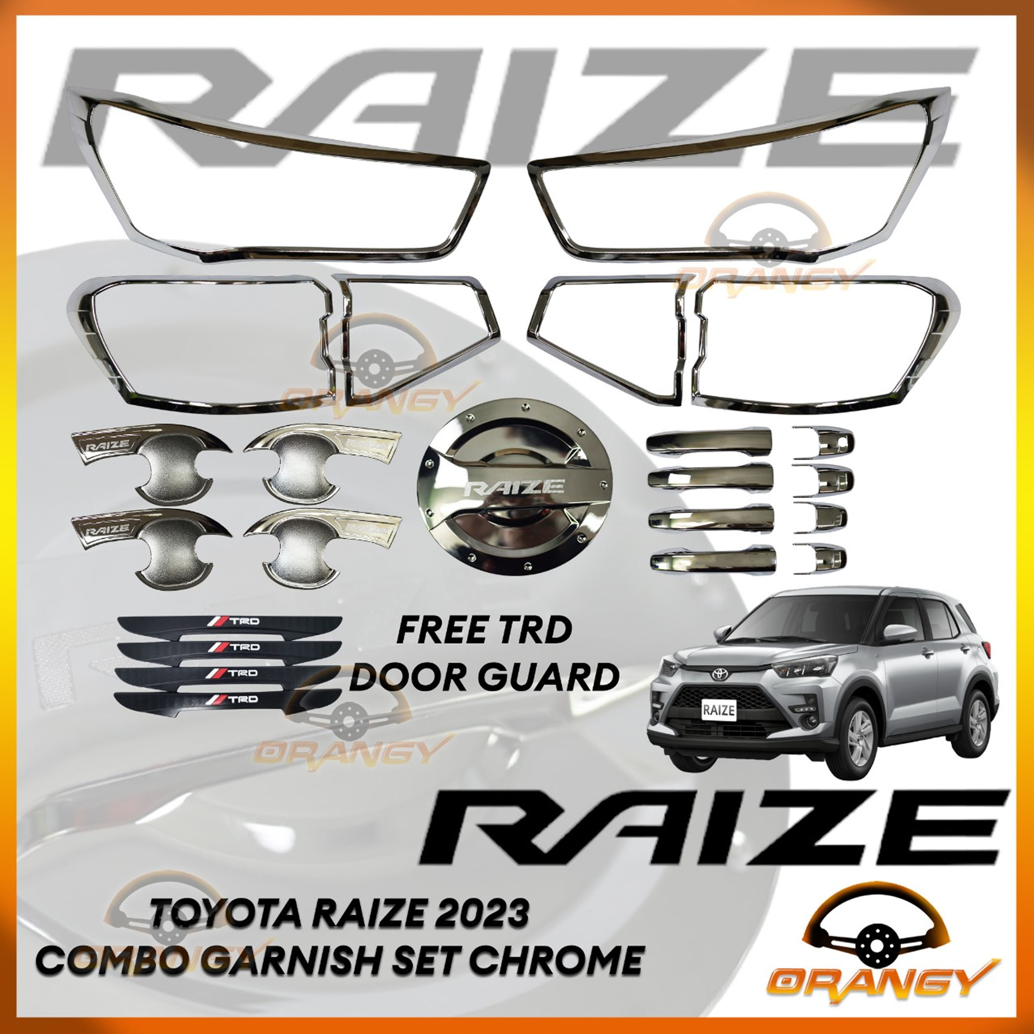 Toyota Raize 2022 to 2024 Garnish Combo Set Cover CHROME ( car ...