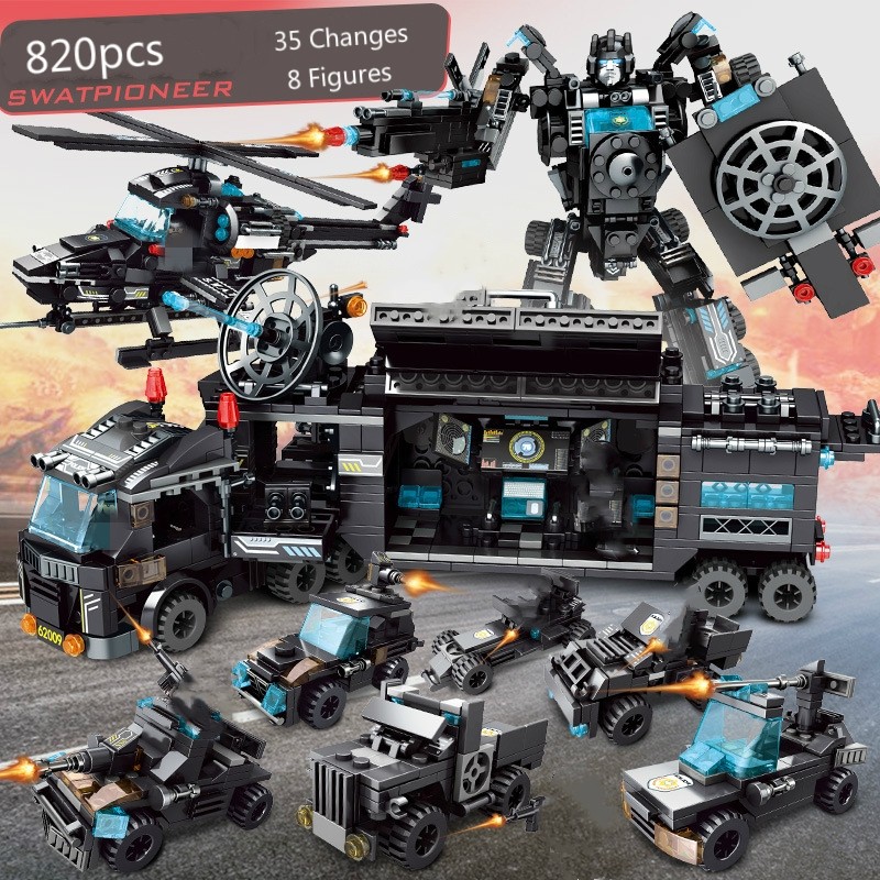 820pcs SWAR Robot Series Police Tuck Car Building Blocks Model Bricks ...