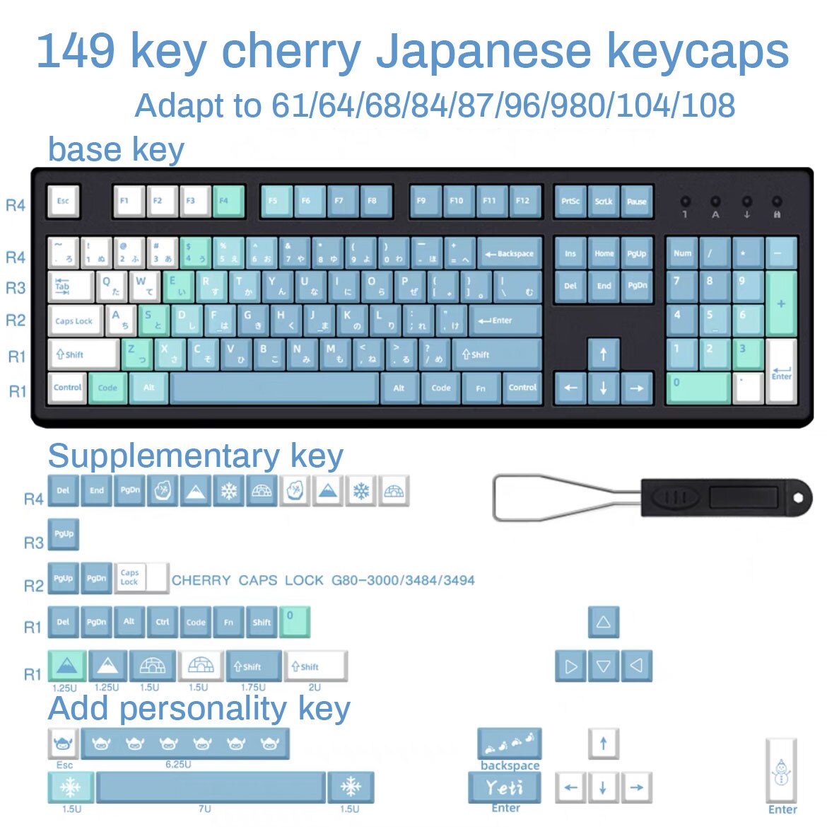 GMK Yeeti Clone PBT Keycaps Cherry Profile Dye Sub Keycap English ...