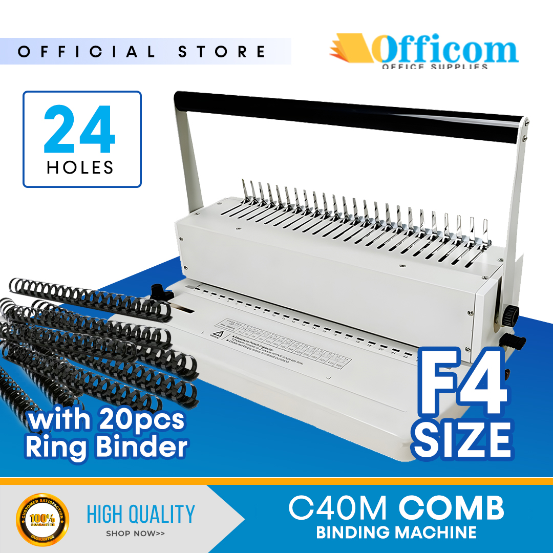 Officom C40M Comb Binding Machine F4 Size Binder 24 Holes with 20pcs ...
