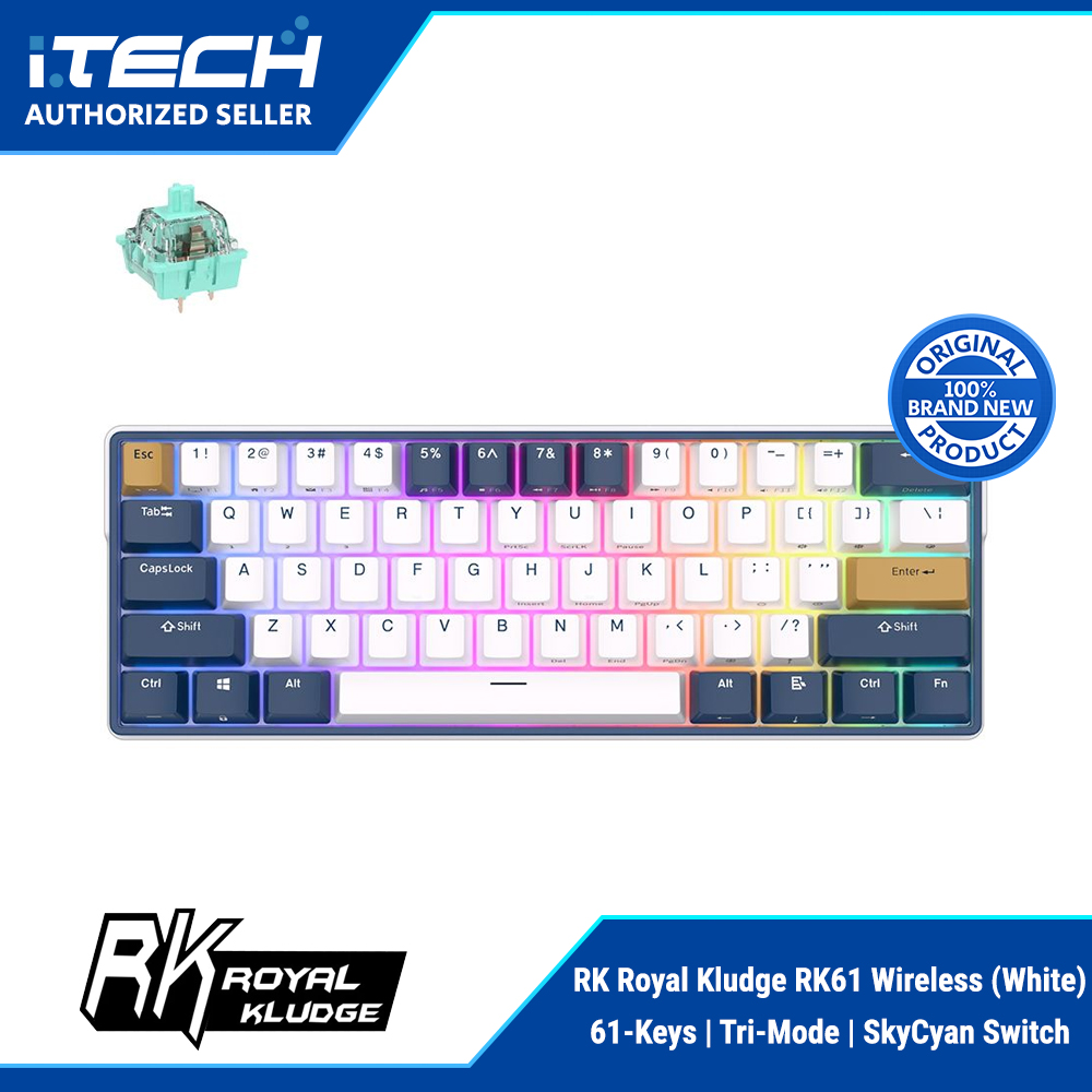 ROYAL KLUDGE RK61 Plus Mechanical Keyboard Wireless (Klein Blue ...