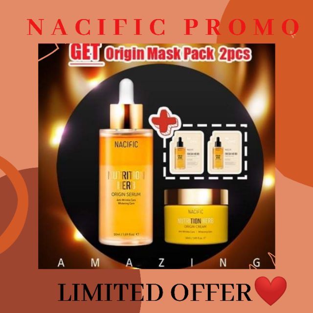 NACIFIC SET NUTRITION HERB ORIGIN SERUM&CREAM + 2 MASK | Lazada PH