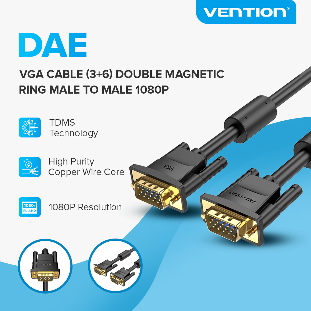 Vention DAE VGA Cable (3+6) Double magnetic ring Male to Male 1080P 15 ...