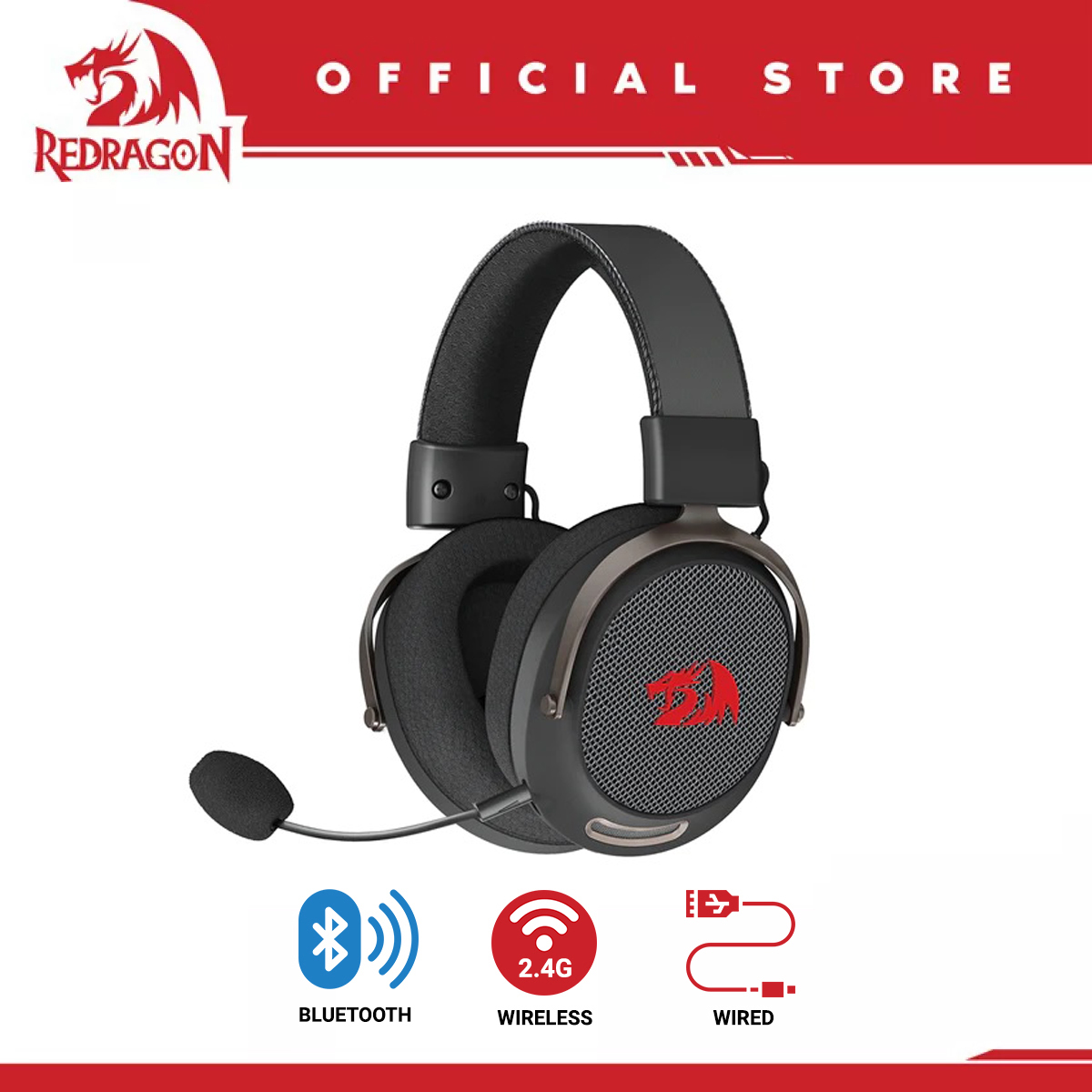 Redragon H858 Arrow Support Bluetooth wireless 2.4G USB 3 mode over-ear ...