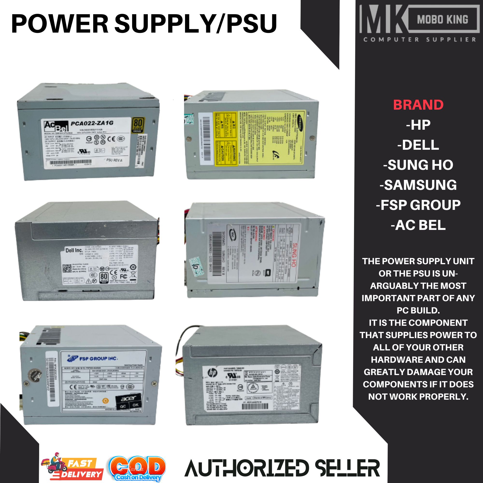 POWER SUPPLY UNIT STANDARD PSU 4 PINS 24-PINS CONNECTOR RANDOM BRAND ...