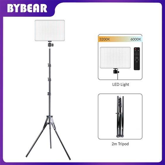 LED Video Light Panel with Tripod Stand Dimmable Photography Lighting ...