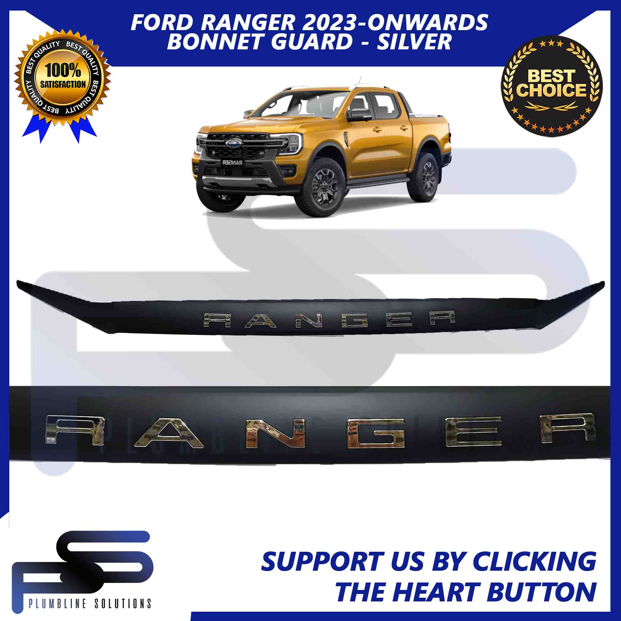 Bonnet Guard for Ford Ranger / Wildtrak / Raptor 2012 - 2022 T6 T7 T8 ...