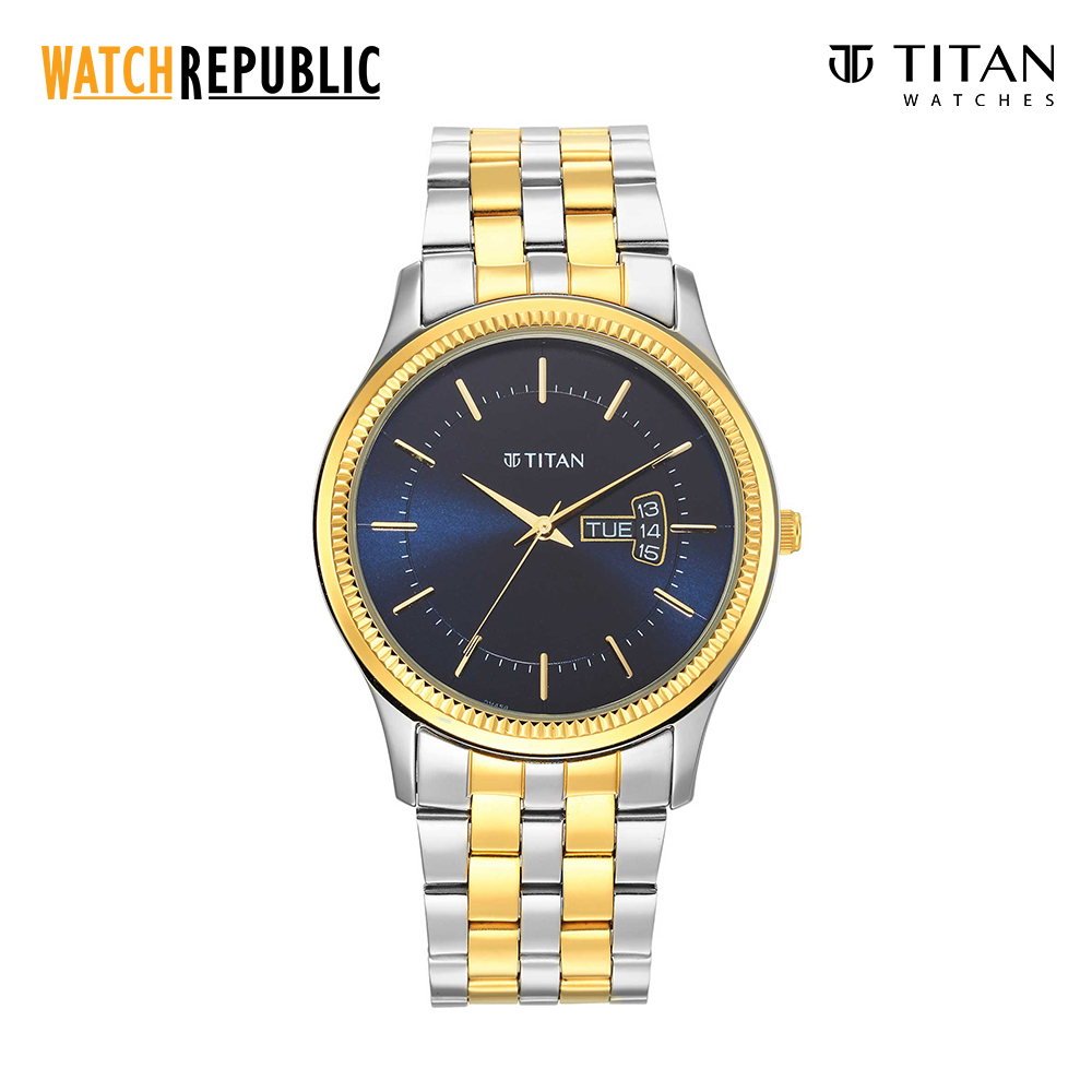 Titan Karishma Two Tone Stainless Steel Analog Quartz Watch For Men ...