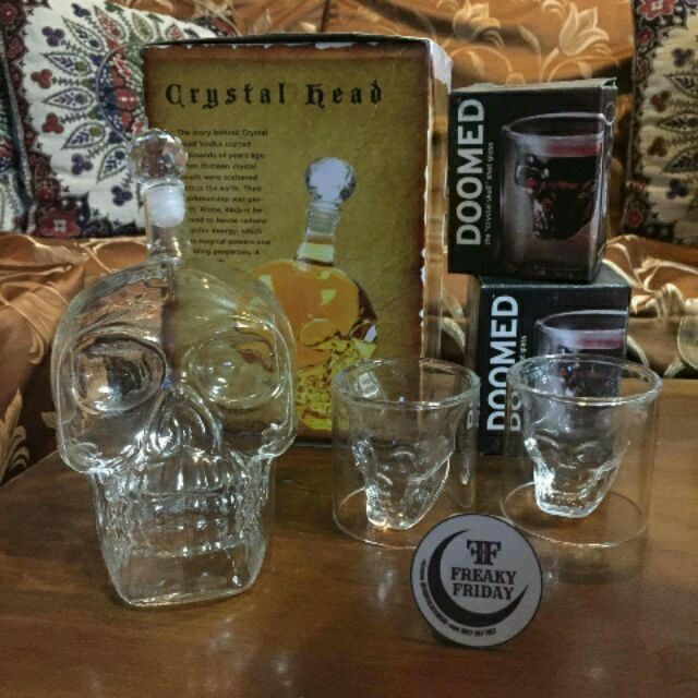 ON HAND HQ Skull Crystal Head Vodka Bottle and Shot Glass Gothic ...