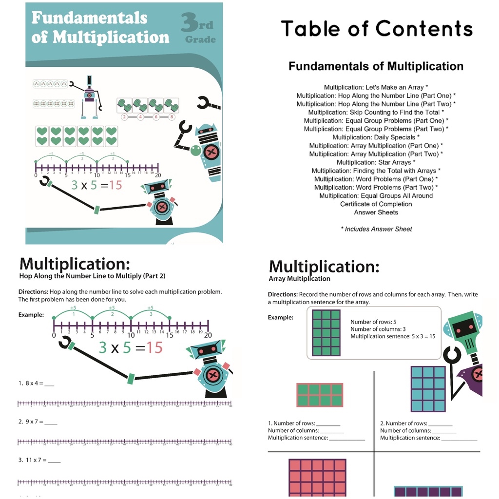 GRADE 3 MATH Activity Workbook Worksheet Homeschool Learning Materials ...