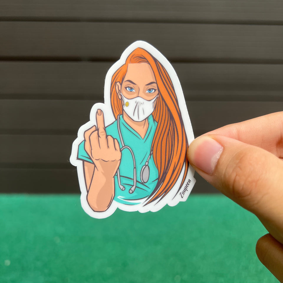 A23 Nurse Middle Finger Waterproof and Scratch-Resistance Solo Sticker ...