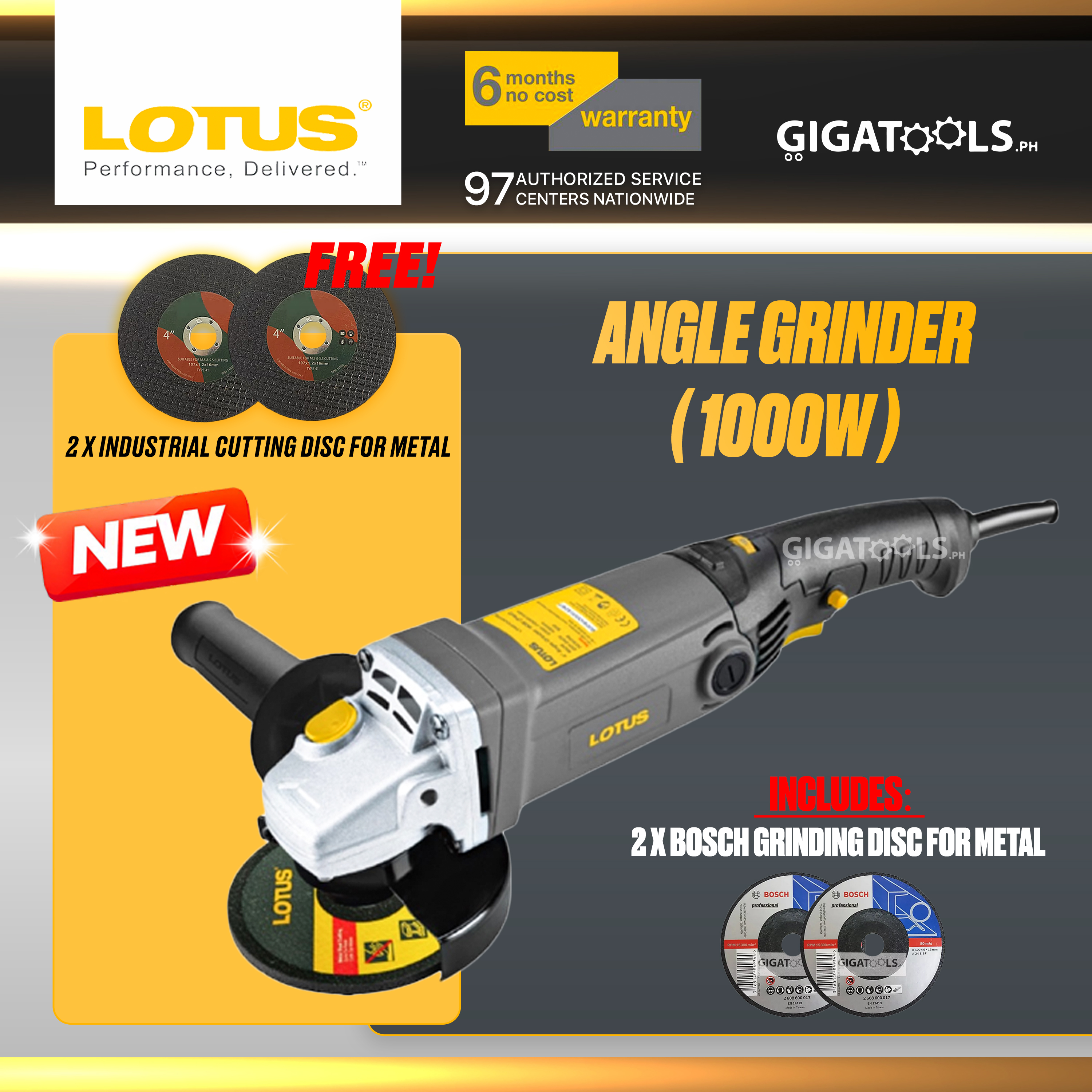 *NEW* Lotus LTSG1000PX 4-inches Heavy Duty Angle Grinder ( 1000W ) with ...