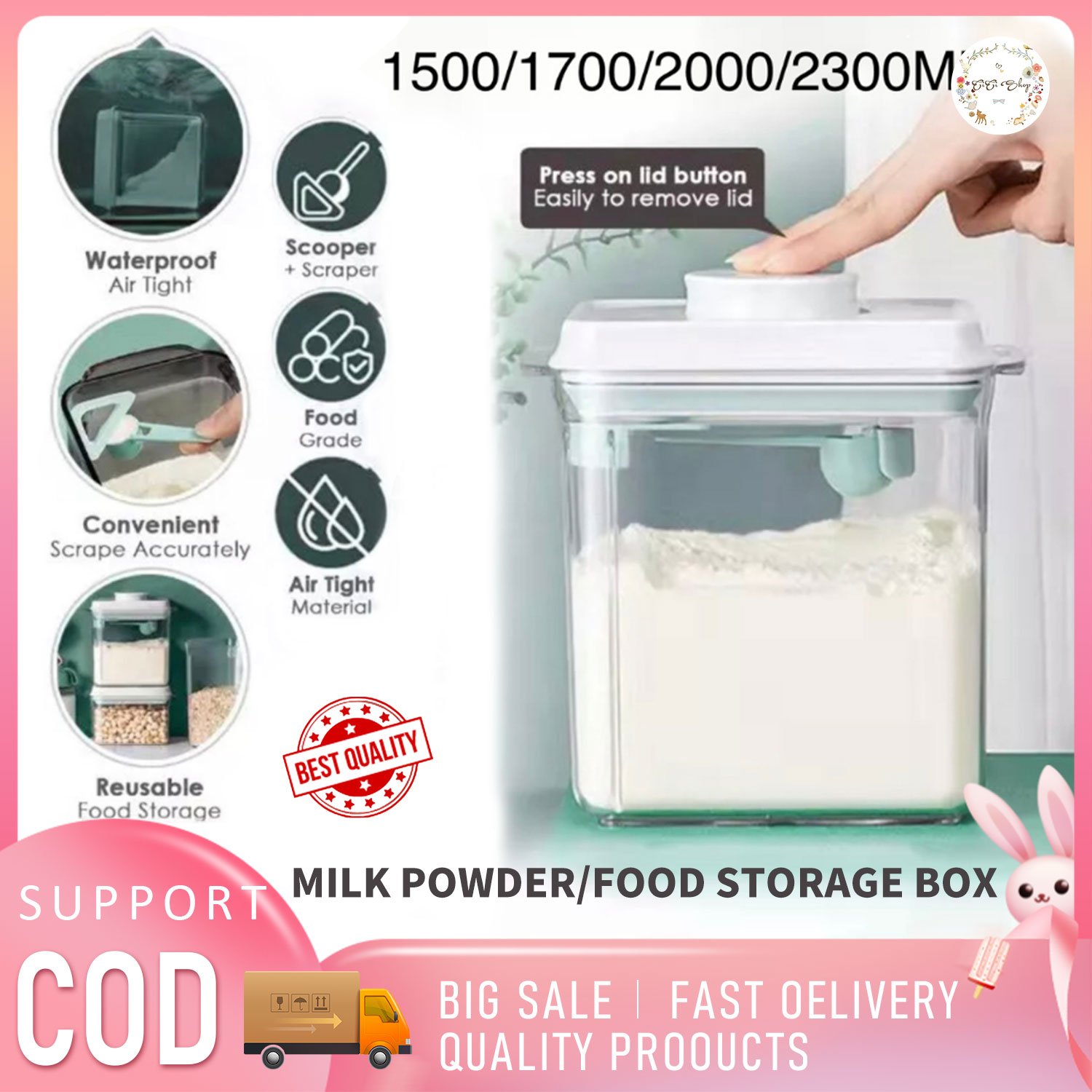 CiCi Milk Container Food Storage Box Ankou Air Tight Milk Powder ...