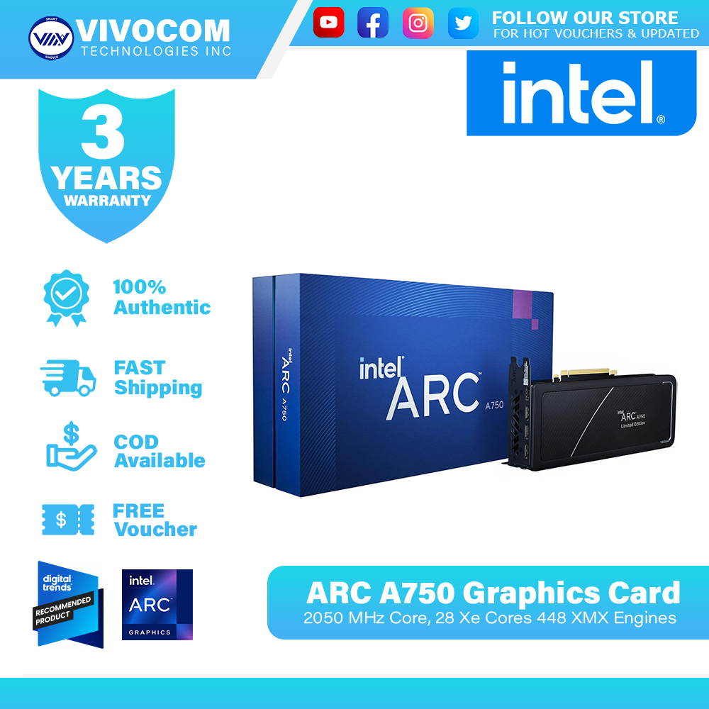 Intel ARC A750 Limited Edition Graphics Card (21P02J00BA), 2050 MHz ...
