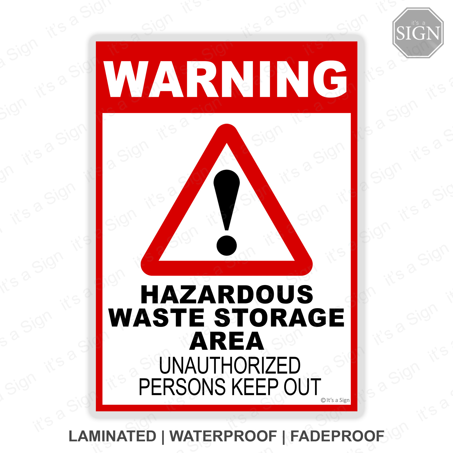 Hazardous Waste Hazard Storage Keep Out- Laminated Signage - A4 Size ...