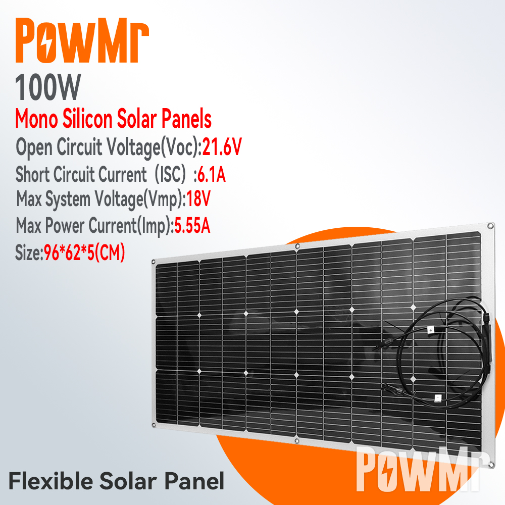 PowMr6W/10W/20W/40W/50W/60W/80W/100W/120W/150W/200W/300W Flexible Solar ...