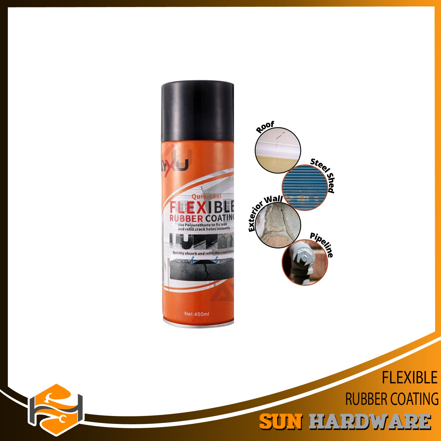 SUN HARDWARE SH-919 Flexible Rubber Coating Waterproof Spray Sealant ...