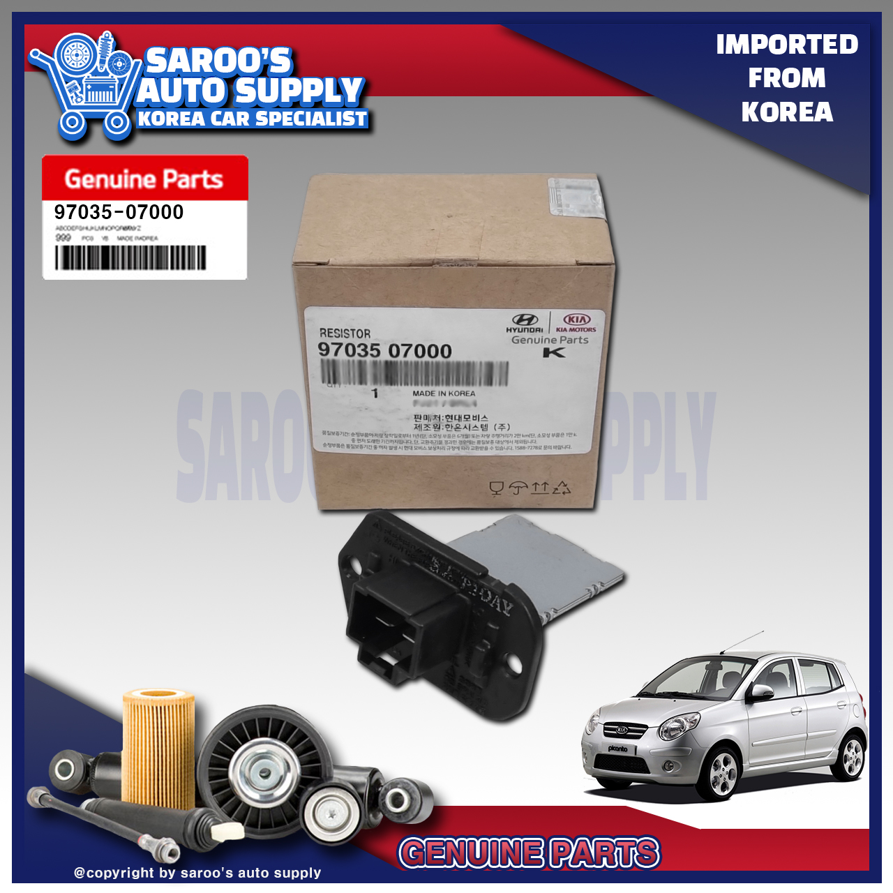 [Genuine] Blower Fan Resistor For Kia Picanto (04-10) , Original Parts ...