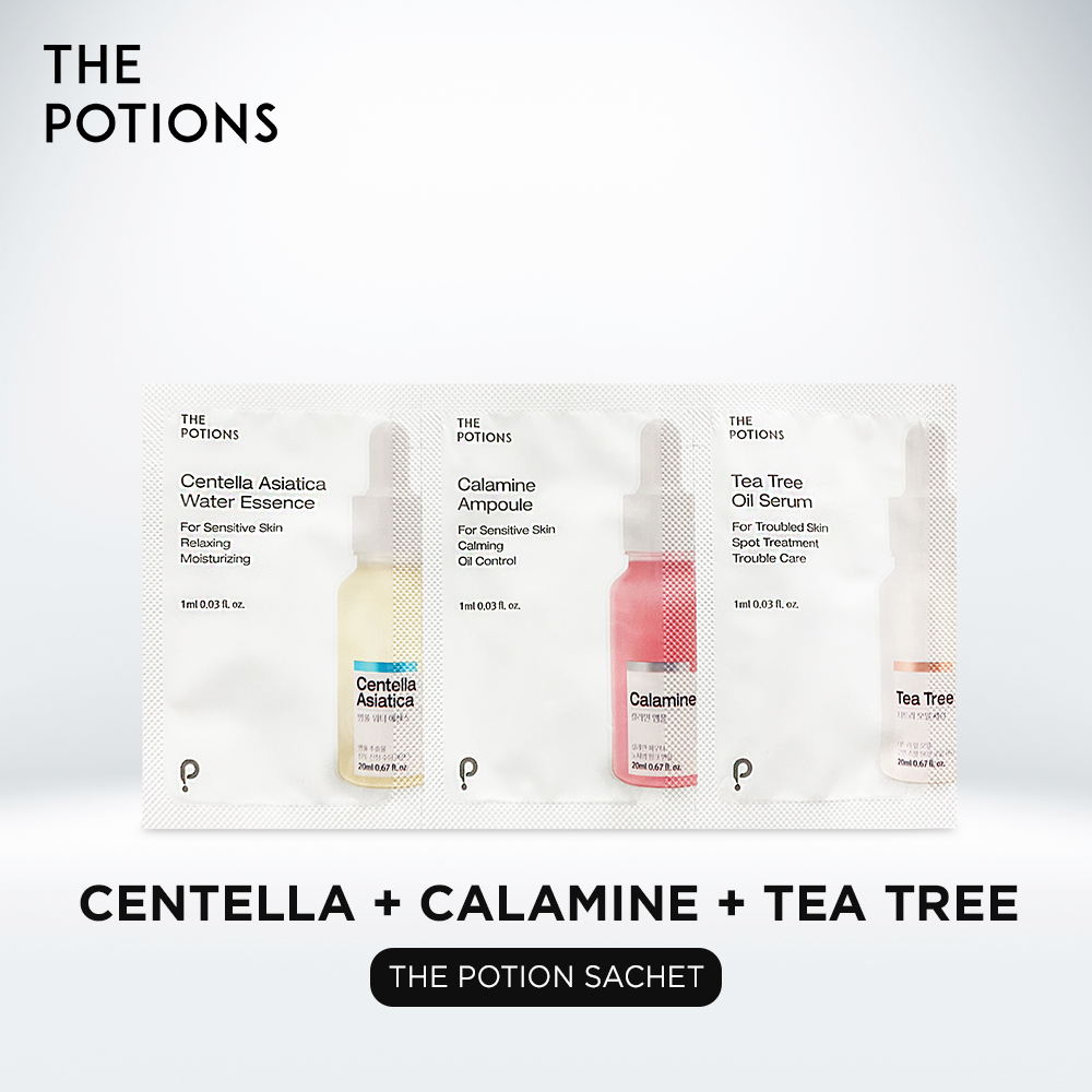 The Potions Acne Relief Set Serum Sachet (Centella+Calamine+Teatree ...