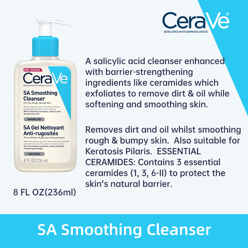 CeraVe SA Smoothing Cleanser & SA Smoothing Cream SA Set Gentle ...