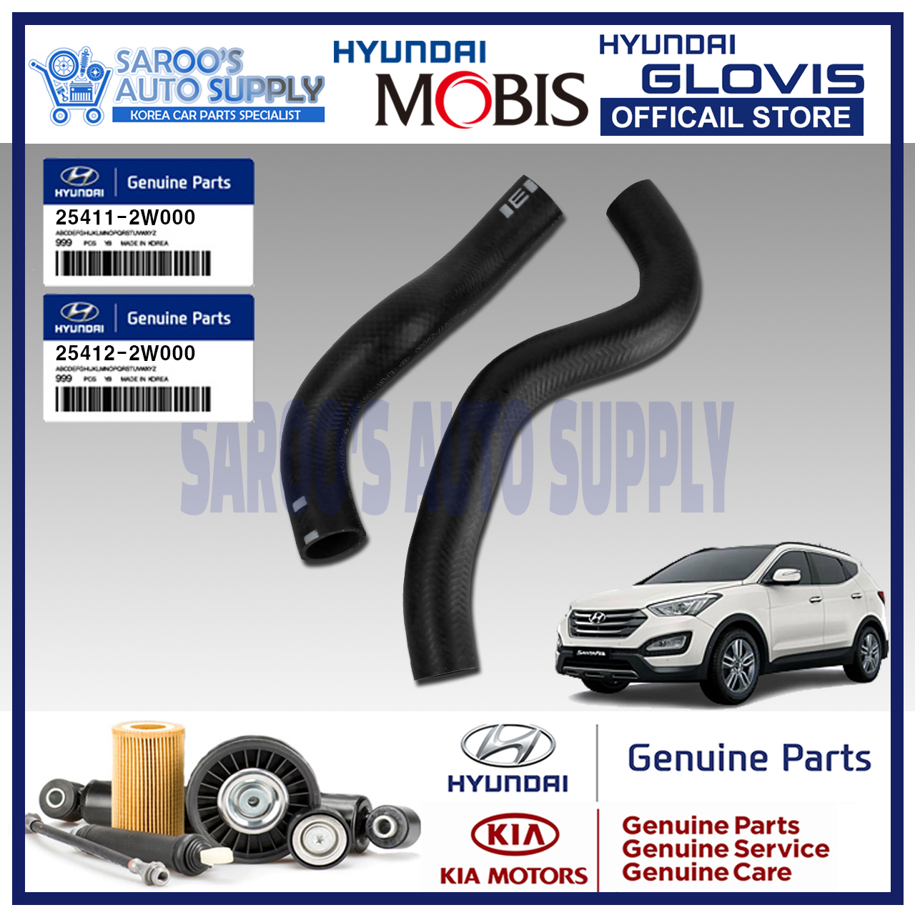 [Genuine] Radiator Hose Set For Hyundai Santa Fe , 2013-2018 , Diesel ...