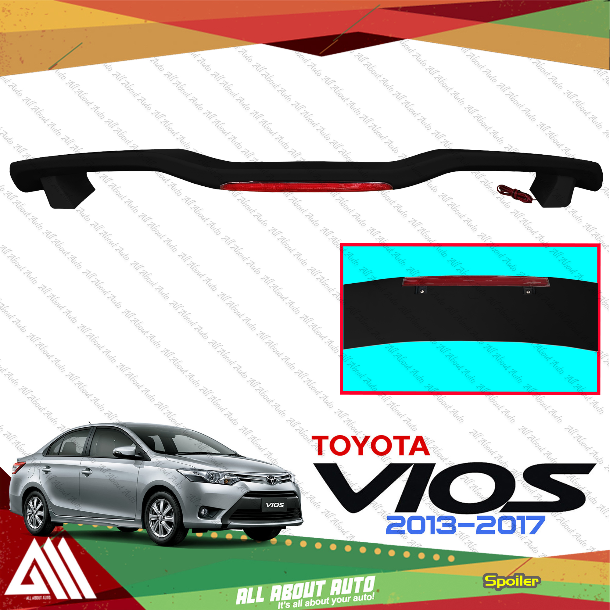 Toyota Vios Gen 3 2013-2017 Rear Trunk Spoiler With Brake Light (Matte ...