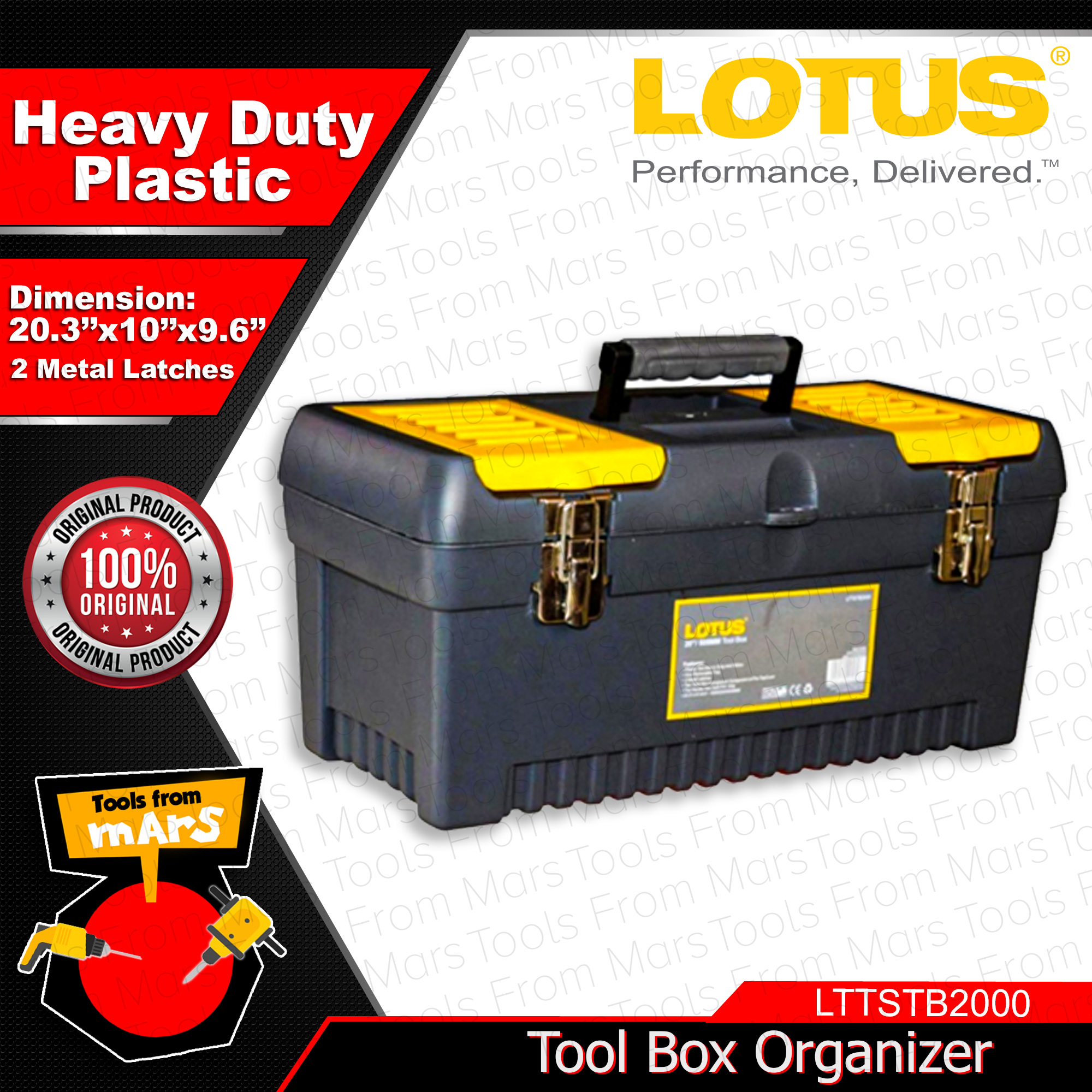 LOTUS Tool Box Organizer 20" Inch Toolbox Metal Latches Storage Box ...