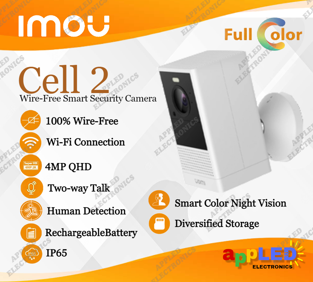 Imou Cell 2 4MP 100% Wire Free Rechargable Wifi Camera IP65 with Mic ...