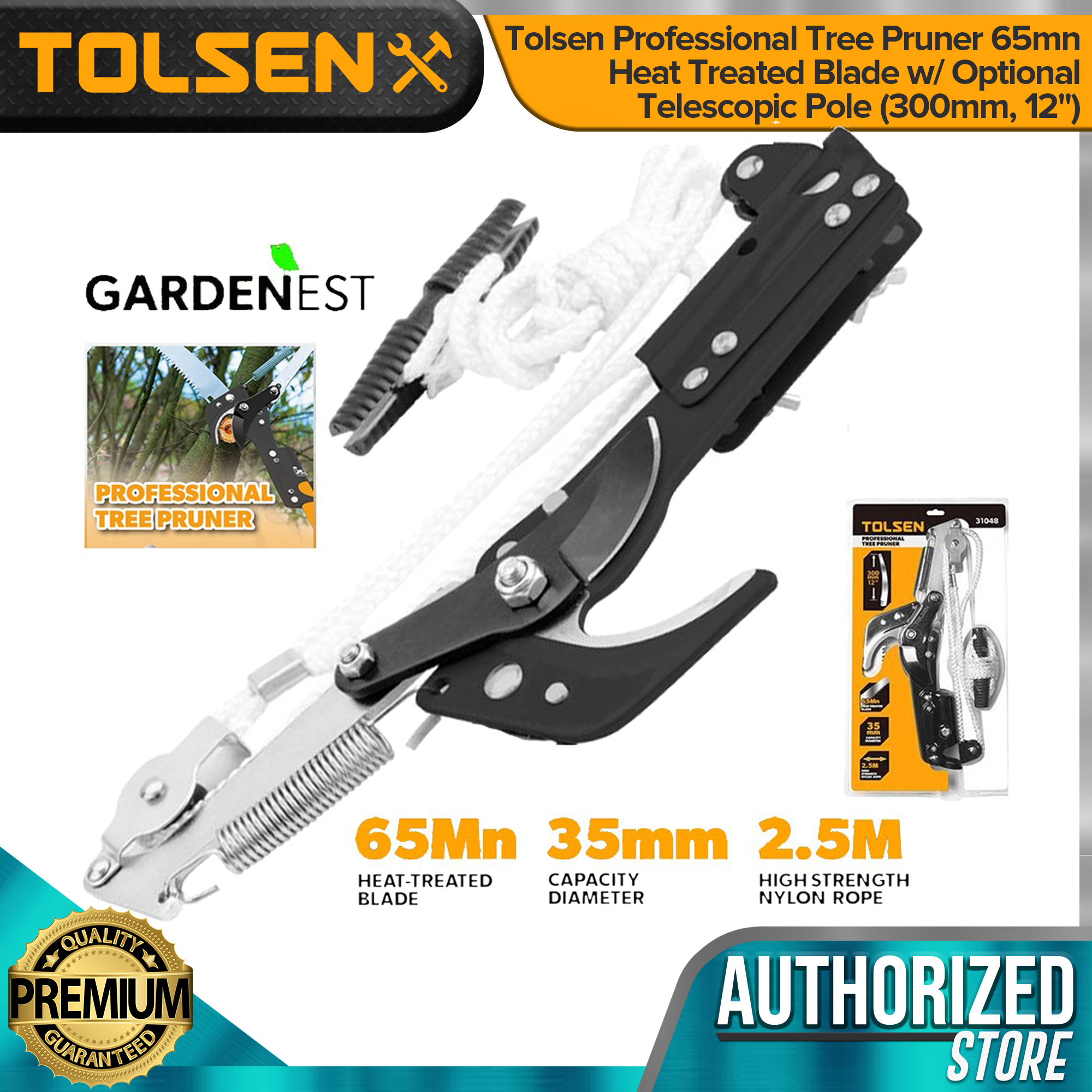 Tolsen Professional Tree Pruner 65mn Heat Treated Blade w/ Optional ...