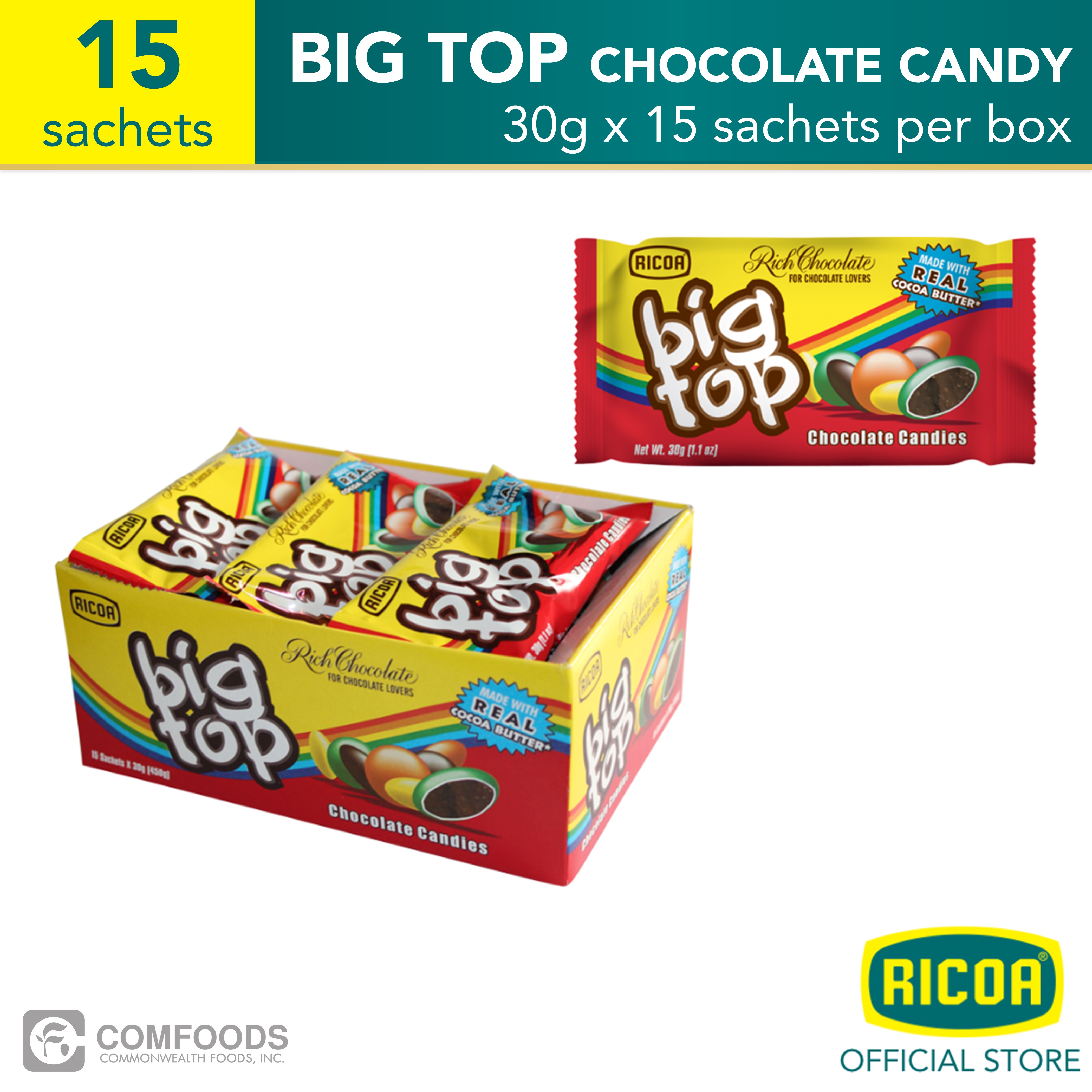 RICOA Big Top Chocolate Candy 30g x 15 Sachets | Lazada PH