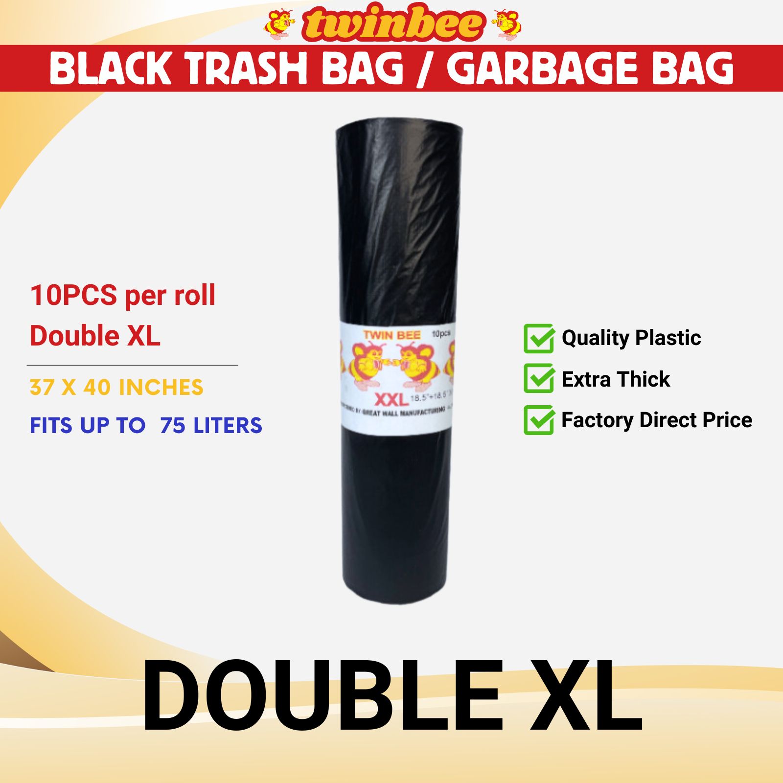 1 ROLL Black Garbage Bag Trash Bag Biodegradable Eco-Friendly ...