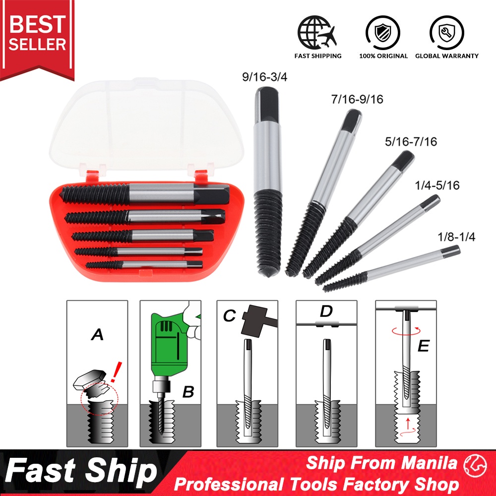 5/6pcs Broken Bolt Screw Extractor Remover Set Easy Out Drill Bits ...